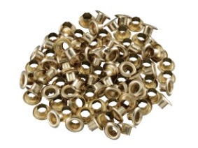 ◆5mm(#5)(厚さ約2mm迄) ◆ハトメ：100ヶ入 ◆極薄鉄板+真鍮メッキ