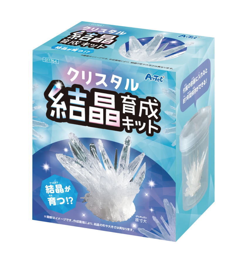 きれいなクリスタルの結晶を育てよう 結晶を育成できるキット！保管用のケース付！ サイズ：110×130×70mm リン酸水素アンモニウム60g、ガラス、PPカップ