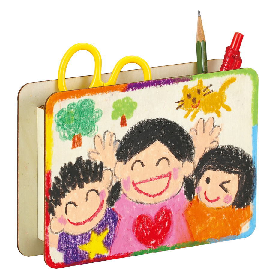 使いやすい2ポケットの木製小物入れ！ L版の写真を入れることができる木製の小物入れです。お絵かきができる材質です。 169×121×38mm