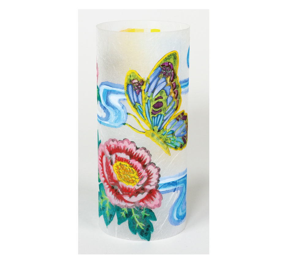 和紙の風合いを活かした美しいランプシェード 完成サイズ φ85×210mm 雲龍紙貼りPETシート 290×194mm×1、黒ラシャ紙 180×260mm×1