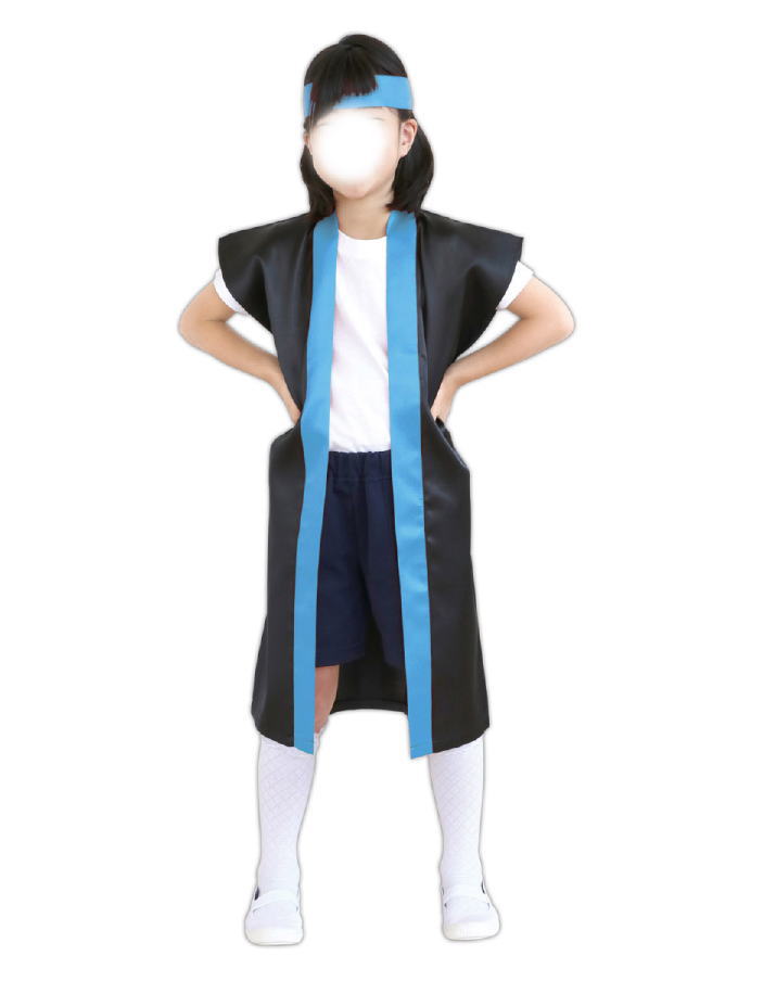 肌触りがよく、光沢のあるサテン製のロングハッピ! Jサイズ(幼児〜小学校低学年向け)帯付(1300×45mm)480×800mm