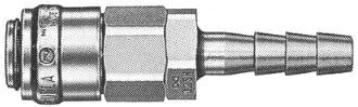 最高使用圧力：1.0Mpa(10kgf/cm2) 耐圧力：1.5Mpa(15kgf/cm2) 流体の流れ：ソケット側からプラグ側に流します 互換性：ハイカプラシリーズの各製品 ・ホース取り付け用(SH型) ・サイズ：02SH ・適用：1/4...