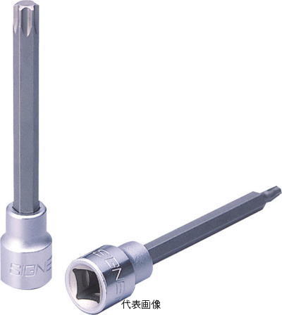 ★特長★ ・ヘクスローブネジ用T型トルクスビットソケット ・ロングタイプ ・差込角:3/8"(9.5mm) ★仕様★ ・サイズ:T40 ・先端部外径:6.65mm ・対応ねじサイズ:M7/M8 ・全長(L1):100mm ・軸長(L2):7...
