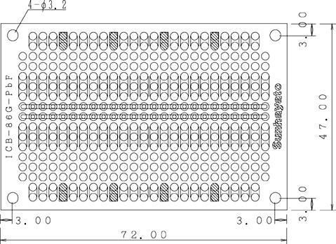 ●試作した電子回路を実配線し、動作確認ができます ●電子工作や試作実験に最適です ●鉛フリーハンダ使用です ・寸法:47mm×72mm ・片面/両面:片面 ・材質:ガラスコンポジット ・板厚:1.2t ・仕上処理:ハンダ、部品面シルク印刷 ...