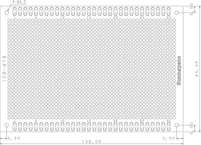 ・全面ドットパターン ・試作した電子回路を実配線し、動作確認ができます ・電子工作や試作実験に最適です ・寸法:95mm×138mm ・片面/両面:片面 ・材質:グリーンエポキシ ・板厚:1.6t ・仕上処理:フラックス、部品面シルク印刷 ...