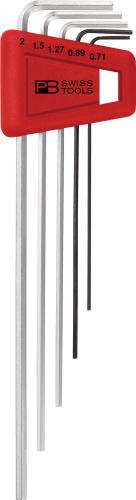 ●高い耐錆性、長寿命 ●硬度はHRC59で強靭 ●耐摩擦性、持久性に優れ、高トルクをかけることが可能 ●ホルダー付 ※サイズ1.27mm以上はニッケルクロームメッキ 【セット内容】 品番 サイズ(mm) レンチのハンドルの 内側の長さ(mm...