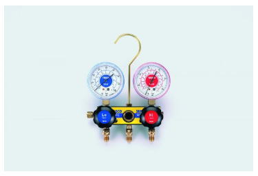 ●マニホールド本体 ・高耐圧ニードルパッキン ・ゲージ取付ネジ…1／8NPT ・接続ポート… 1／4フレア ・サイトグラス付（TA120T-11） ●圧力計／連成計 ・R22,R12,R502冷媒飽和温度目盛付 ・68φゲージ ・圧力計：−...