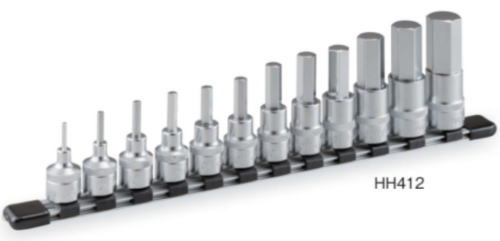 差込角　12.7mm(1/2") 　 セット内容　12点 ヘキサゴンソケット 品番 二面幅寸法 (mm) 寸法(mm) 質量(g) S D A L 4H-03 3 22 17 49 45 4H-04 4 20 52 4H-05 5...