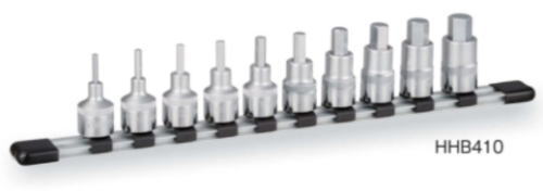 差込角　12.7mm(1/2") インチサイズ 　 セット内容　10点 ヘキサゴンソケット 品番 二面幅寸法 (inch) 寸法(mm) 質量(g) S D A L 4HB-04 1/8 22 18 50 40 4HB-05 5/...