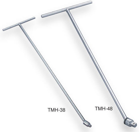 差込角　9.5mm(3/8") 差込角　12.7mm(1/2") 　 製品番号 差込角 (mm) 寸法(mm) 質量(g) D H L TMH-38 9.5 20 180 650 730 TMH-48 12.7 25 2...