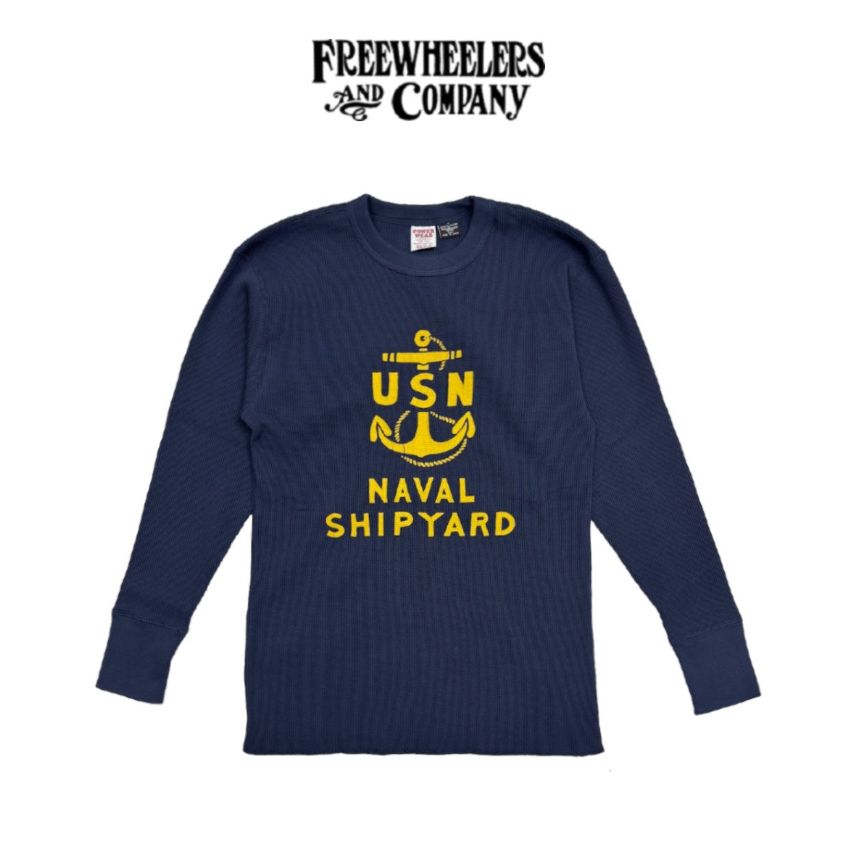 BRANDFREEWHEELERSTYPECREW NECKED THERMALCOLORDRY NAVY素材Cotton100%"U.S.N. NAVAL SHIPYARD"CREW NECKED THERMAL LONG SLEEVE ...