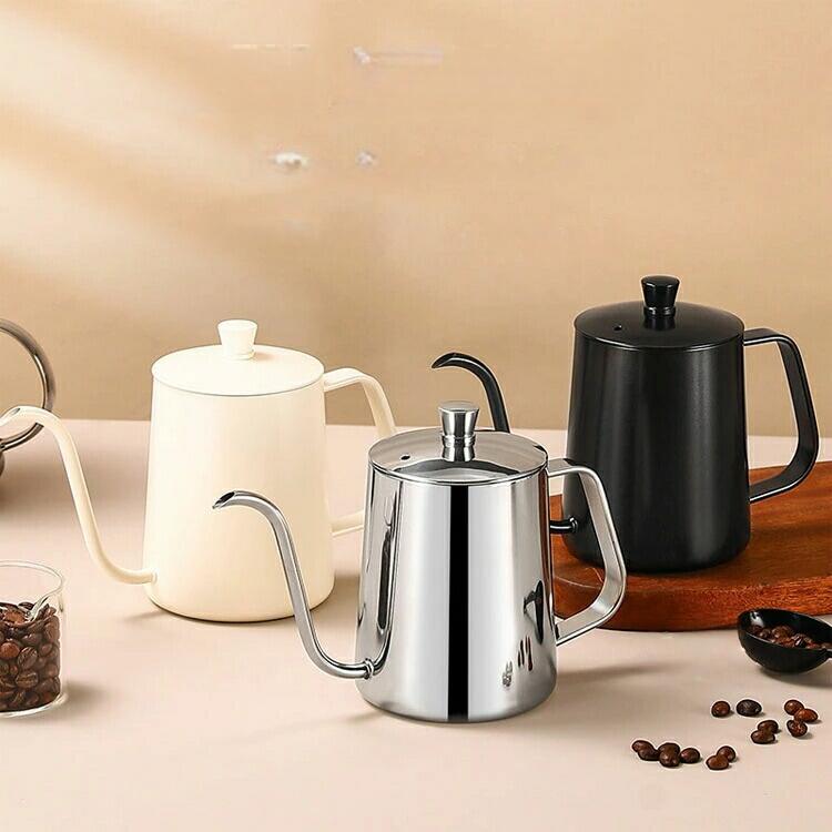 【カラー】シルバー、アイボリー、ブラック材質:コーヒーぽっと本体:304ステンレス、外側テフロンコーティング容量:350ml、600ml原産国 : 中国【この商品について】【独自のS字形状の注ぎ口】:従来のドリップポットに改良を重ね、独自の...