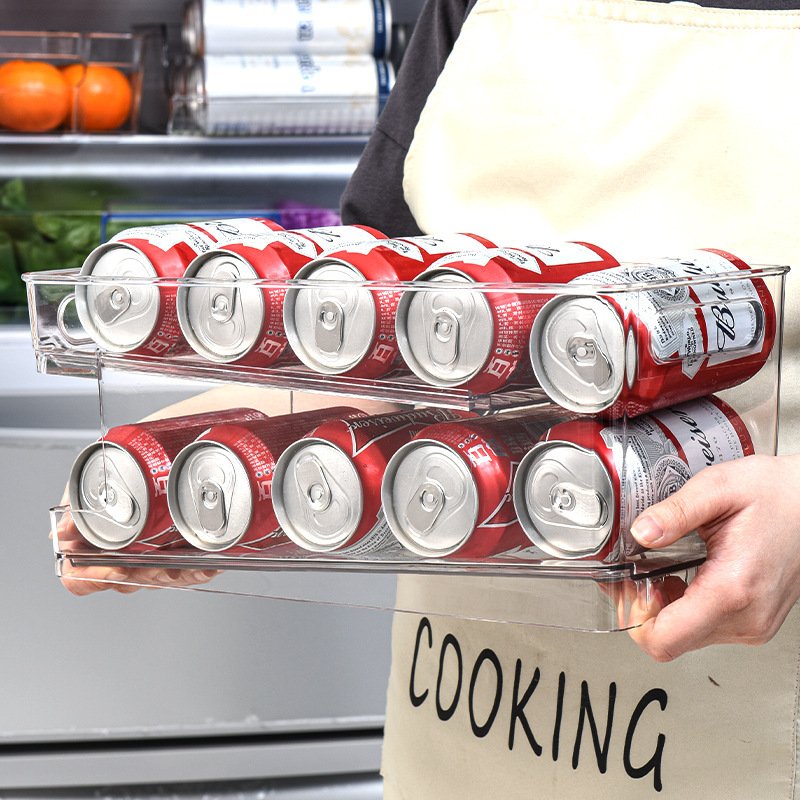 冷蔵庫収納ラック 缶ビールホルダー 冷蔵庫用 飲料収納ラック ビール収納 缶ストッカー省スペース 330ml/250ml缶に適応 可動式 キッチン収納 コンパクト 二重仕上げラック 取り出し便利 業務用 飲食店 台所用品 収納便利 冷蔵庫収...