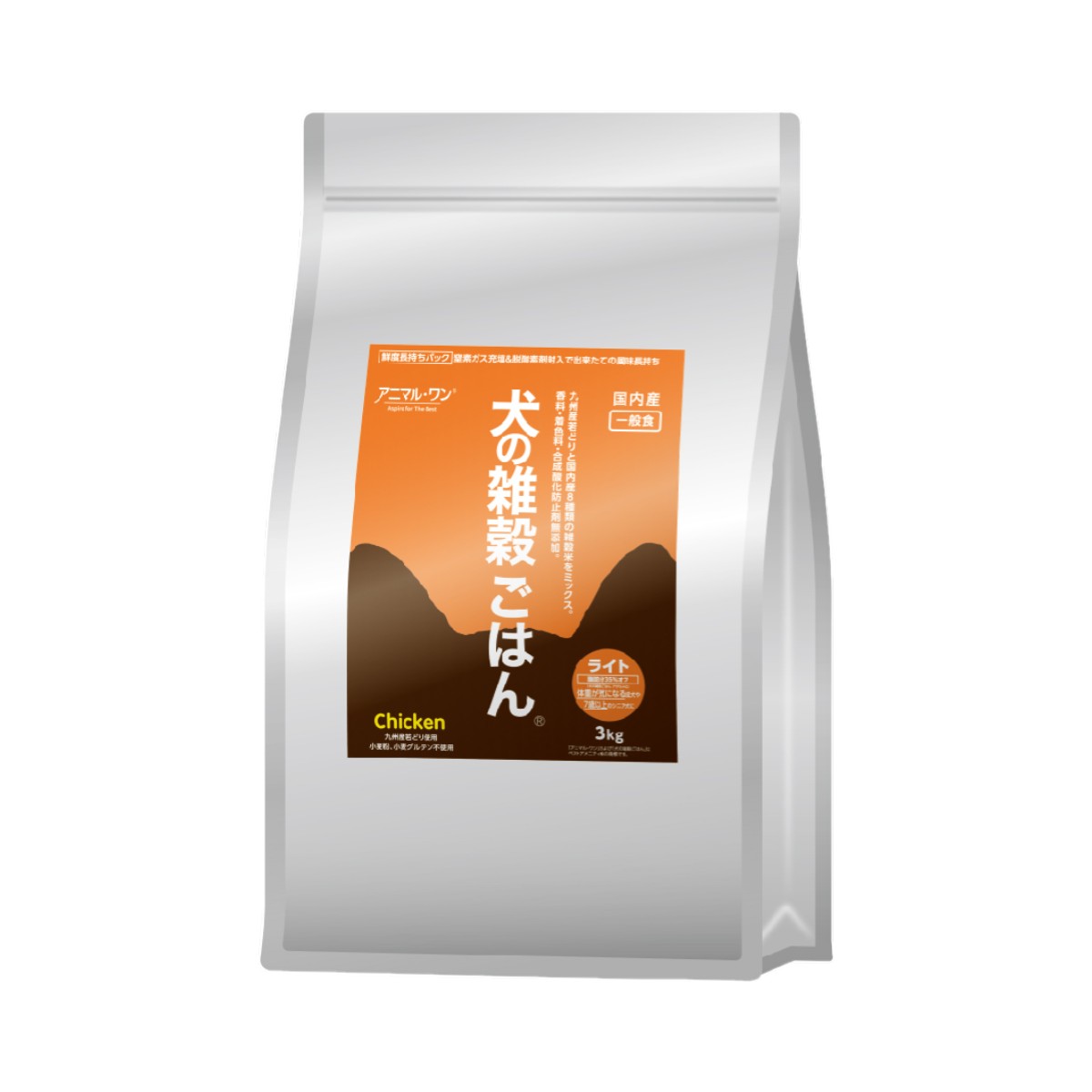 【商品特徴】ノン・オイルコーティング、小麦グルテンフリー、香料・着色料・合成酸化防止剤無添加！ ロングセラー商品「犬の雑穀ごはん」は、九州産の若どりと国内産8種類の雑穀をミックスした、かつお風味のナチュラルなドックフードです。 「犬の雑穀ご...