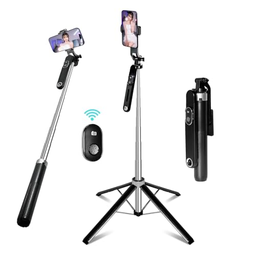 商品名スマホ 三脚 自撮り棒 長い 180cm以上 スマホスタンド 【設計強化180cm &amp; 充電式リモコン】1/4ネジ付き じどり棒 カメラ 一脚/ 三脚 360°回転 コンパクト iPhone＆Androidに対応 【日本語取扱...