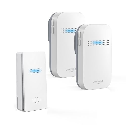 商品名Umimile ワイヤレスチャイム 自動発電 玄関チャイム 電池不要 防水防塵 工事不要 38曲 4段階音量調節 100db 光でお知らせ メモリー機能 ドアベル 介護/飲食店/玄関 150M範囲 二階も聞こえる 来客対応(1T2,ホ...