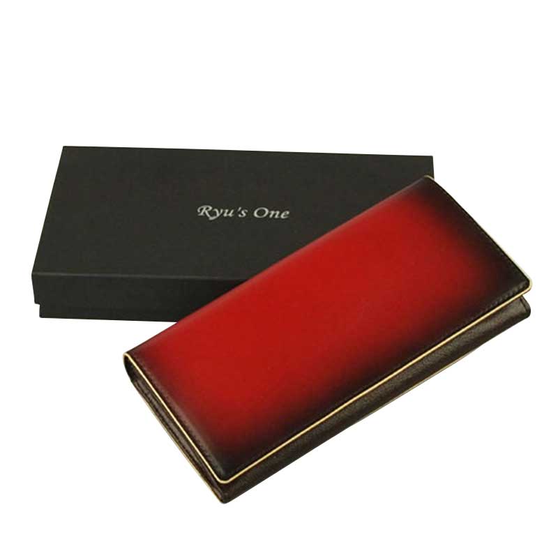 ■バリエーションレッド 15-4004-RDグリーン 15-4004-GRネイビー 15-4004-NV牛革製の長財布。裁断したパーツ一枚一枚にスプレー噴きかけてをかけてグラデーションしています。革の切り目はベージュのコバ液を塗り、内側はチ...