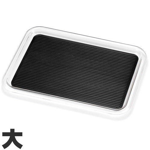 キッチン雑貨　お盆（トレイ）メーカー曙産業カラー・味・種類ブラック商品外寸(mm)トレー：342×266×19、マット：301×224その他傾いても倒れにくく、キレイなクリアタイプのマジックトレー◆マットがはがれてお手入れラクラク♪材質・原...