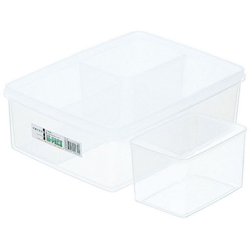 【CC】キッチン>保存・密閉容器>プラスチック製保存・密閉容器仕切り付き保存容器メーカーエンテック商品外寸(mm)271×200×高さ90その他【容量】3700ml、【耐熱温度】本体：-20〜120度、フタ：-30〜70度◆顔料を使わず無色...