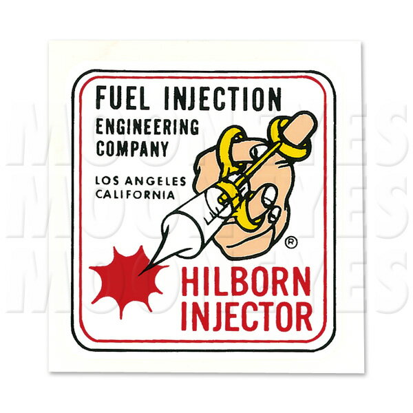 HOT ROD、ノスタルジック ステッカーHILBORN INJECTOR ステッカーFUEL INJECTION ENGINEERING COMPANYヒルボーン インジェクターMade in USAサイズ：6cm x 6.5cmコミカル...