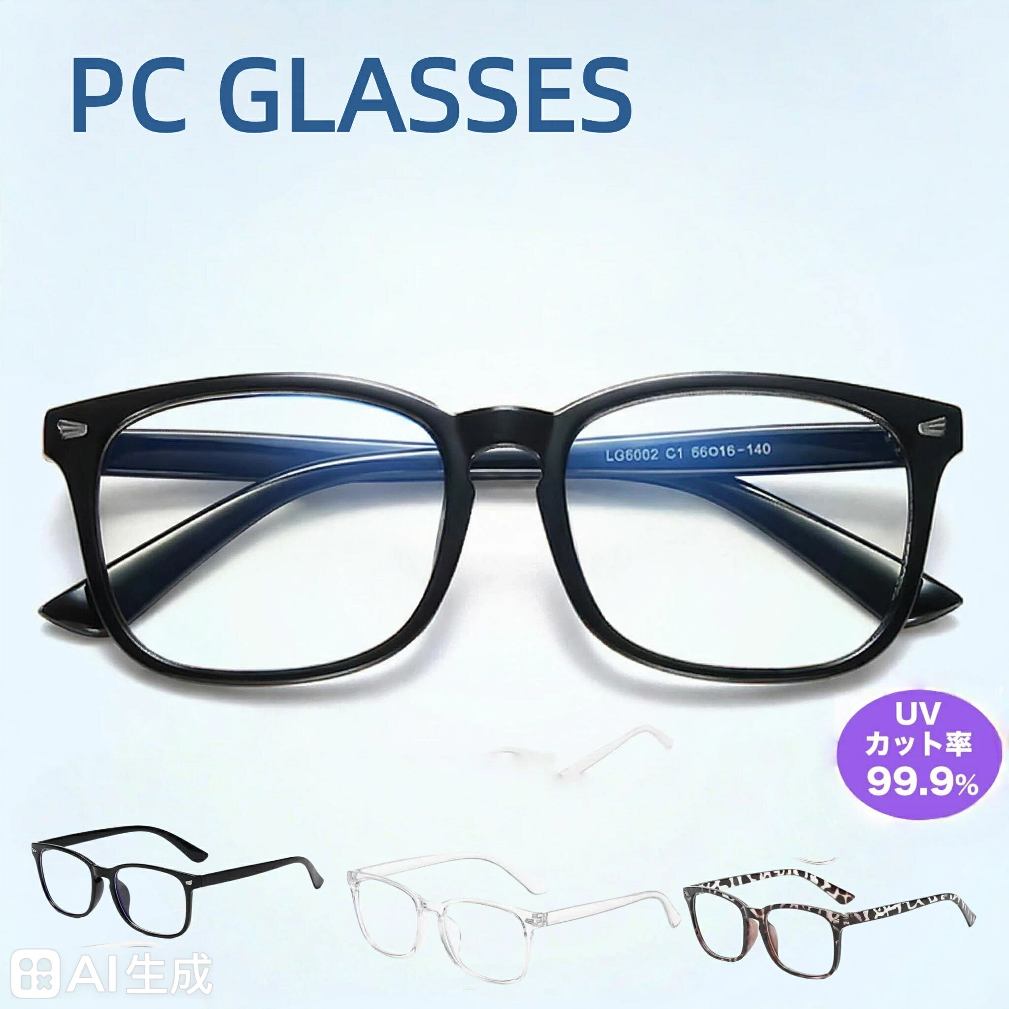 【商品仕様】 カラー:ブラック、レオパルド、スケルトン、ベッコウ ケースとメガネ拭き付き 素材：PC レンズ：PCブルーライトカットレンズ 重量：17.8g（レンズ含まず） 送料無料 ユニセックスの強力なブルーライトカット仕様 无度なしPC...