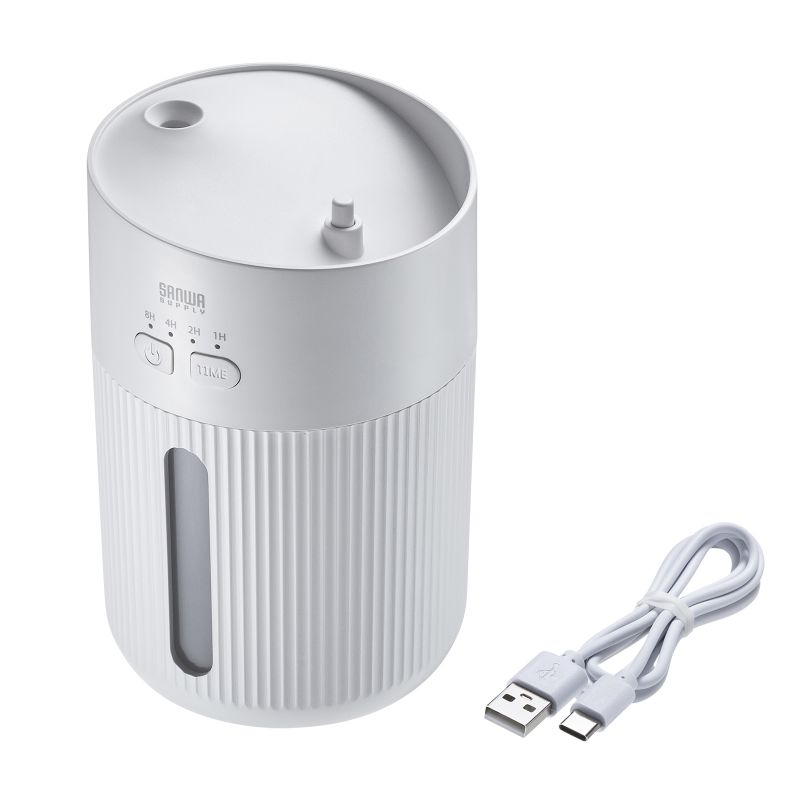 【電源】USB電源 【連続使用時間】連続運転時/約10時間 　　　　　　　　リズム運転時/約20時間 【加湿量】約30ml/時 【タンク容量】400ml 【加湿タイプ】超音波式 【コネクタ】USB Type-C 【製品寸法】幅95×奥行95...