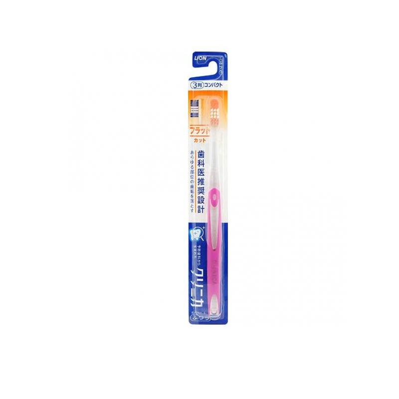 【商品名】 クリニカハブラシ フラットカット 3列 コンパクト 【製造販売会社】 ライオン（LION） 【素材】 ポリアセタール SBC、TPC 飽和ポリエステル樹脂 製品の特徴 ●歯科医のすすめる「つま先磨き」や「かかと磨き」が効果的にで...