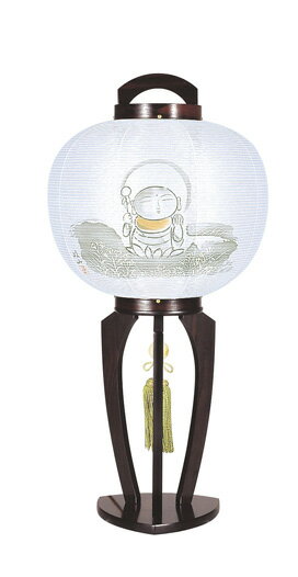 おかげ地蔵　桜9号（1個）【置き提灯】お盆提灯手漉き和紙 お地蔵さま サイズ：高さ約57cm幅約28cm素材：天然木、手漉き和紙電気式コード10W