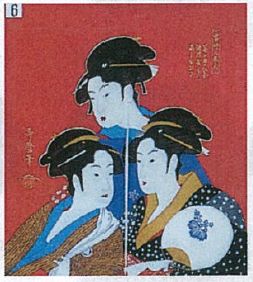 浮世絵のれん三美人赤 サイズ：96.0x83.0(約cm） 重　さ：150g(箱なし） たたみサイズ：35.0x30.0(約cm）