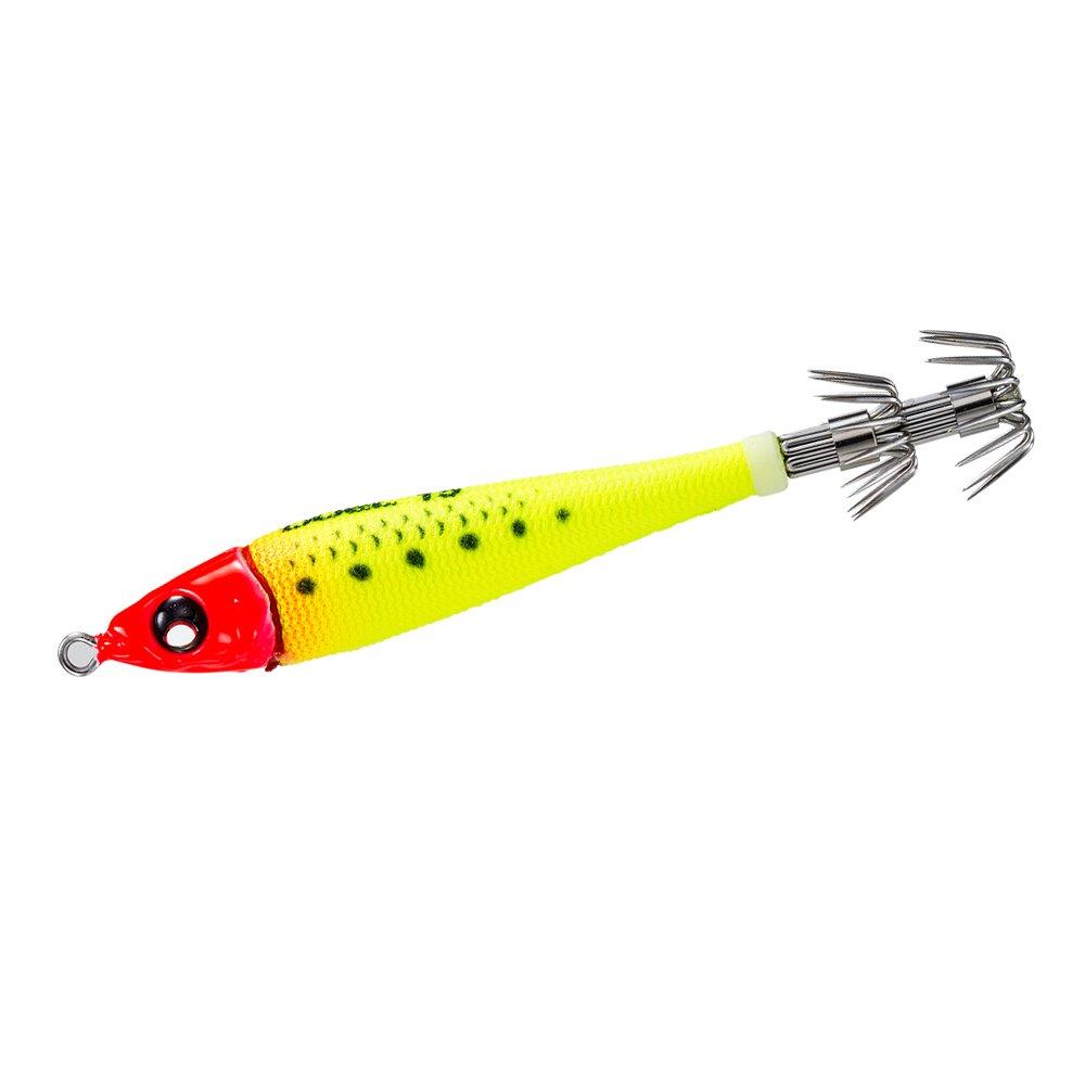 主な対応魚種:ツツイカ使用可能な釣法:イカ釣りエギング重量:75g / サイズ:20号カラー:リアル夜光レッドイエロー RLRYダイレクトアイフラッシュアイ:フラッシングアピールする。14本×2段の段差フック:ツツイカの細い足も確実に掛ける...