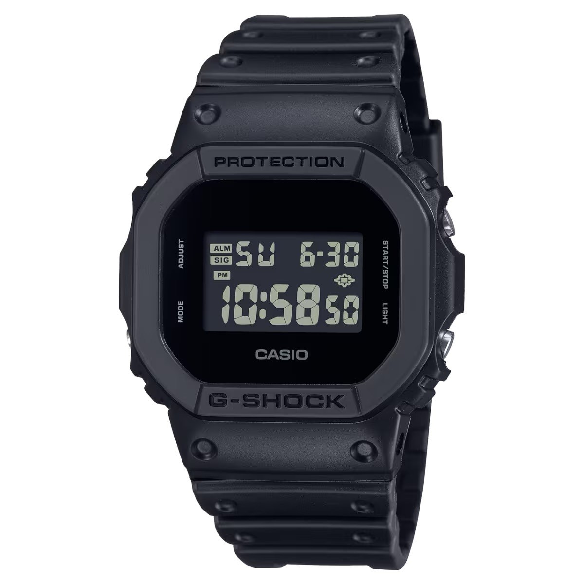 ブラックとホワイトをテーマにした「ソリッドカラーズ」のG-SHOCKブラックモデルです。徹底的にブラックにこだわり、プレーンな素材感をそのまま感じられる同一色のワントーンでまとめました。ボディとバンドのマットカラーが、シンプルな色使いである...