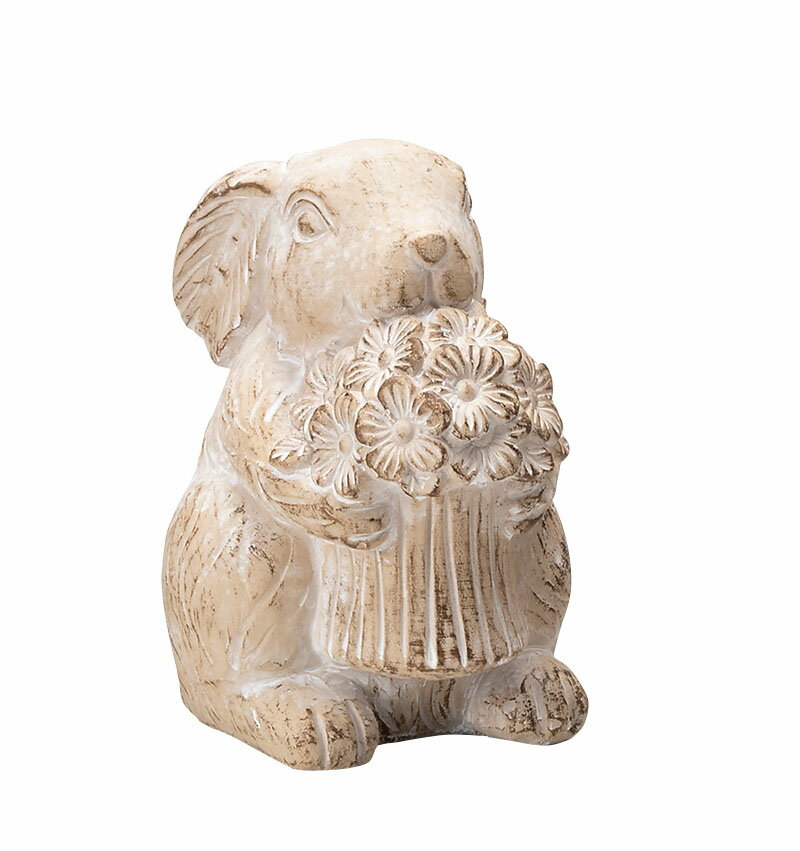 カントリーうさぎ　Sサイズ セメントで作られたアンティーク風のかわいいうさぎの置物です。 お庭や玄関先でお出迎え♪ サイズ：9x7xH10cm 素材：セメント製 モニターの発色の具合によって実際のものと色が異なる場合があります 当店では、サ...