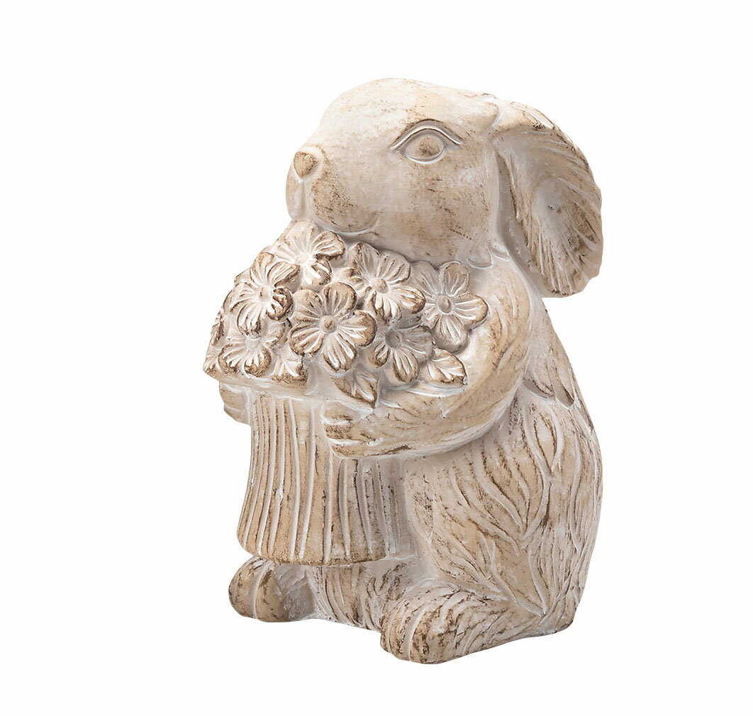 カントリーうさぎ　Lサイズ セメントで作られたアンティーク風のかわいいうさぎの置物です。 お庭や玄関先でお出迎え♪ サイズ：16x13xH20cm 素材：セメント製 モニターの発色の具合によって実際のものと色が異なる場合があります 当店では...