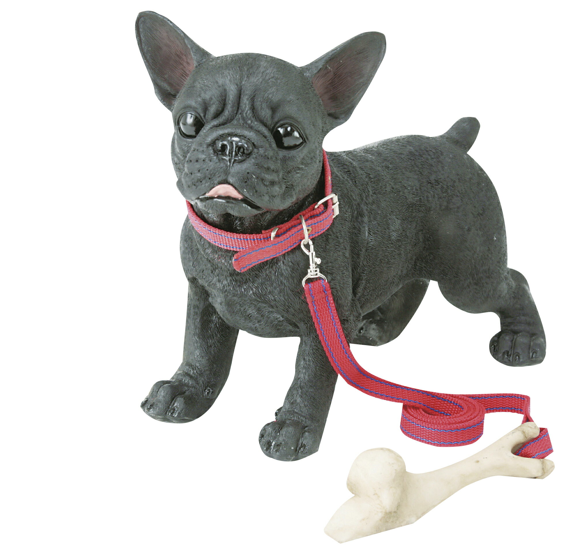 黒色のフレンチブルドックの置物 ドアストッパーとしてもご利用いただけます お庭にも対応しておりますが、焼けによる色あせは出てきます。 サイズ：35x17xH27.5cm 素材：ポリレジン製 陶器より割れにくい素材となります。 モニターの発色...