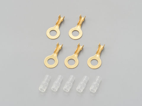 丸型端子・スリーブのセット・丸型端子/スリーブ・各5個・材質：黄銅・表面処理：防錆処理・適合電線サイズ：AVまたはAVS0.5〜2.0