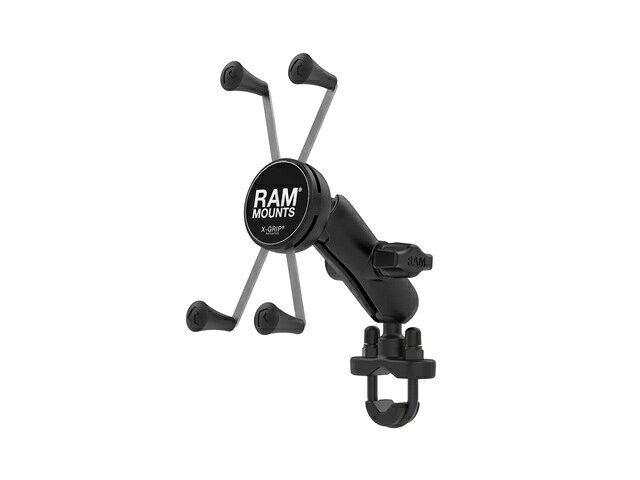 メーカー名：ラムマウントメーカー品番：RAM-B-149Z-UN10Uラムマウントを代表する汎用スマホホルダー「Xグリップ」のMサイズをオートバイのハンドルなどへ取り付けることができるマウントセット。幅広いハンドル径に確実に固定が可能で、特...