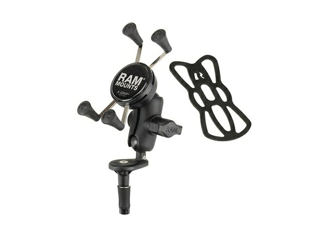 メーカー名：ラムマウントメーカー品番：RAM-B-176-A-UN7Uラムマウントを代表する汎用スマホホルダー「Xグリップ」のSサイズをセパレートハンドル車のステムホールに取り付け可能なマウントセット。特許取得のボールマウントシステムで自由...