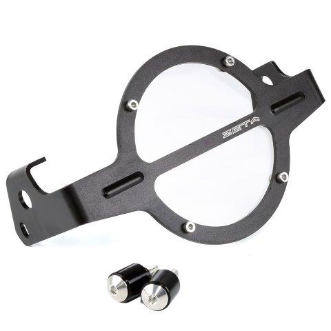 ※画像はイメージです。他車種・他カラーを含みます。頑丈なアルミ製フレームと、照射を妨げないポリカーボネート製プロテクターによるハイブリッド構造のヘッドライトガード。林道やオフロード走行での飛び石や枝などからヘッドライトレンズを保護し、傷や割...