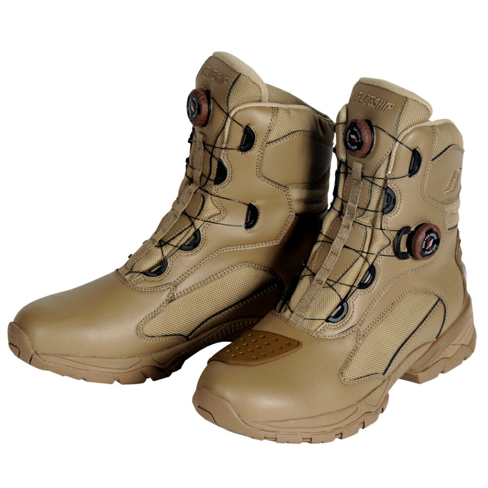 【タクティカルライディングブーツ FSB-802】●商品情報素早い脱着を可能とするSPINONシステムを2つ装備し、履き口と甲部分をそれぞれ独立して調整可能。様々な場面で高いグリップ力を発揮するオリジナルソールや透湿防水フィルム「ヴォクサー...