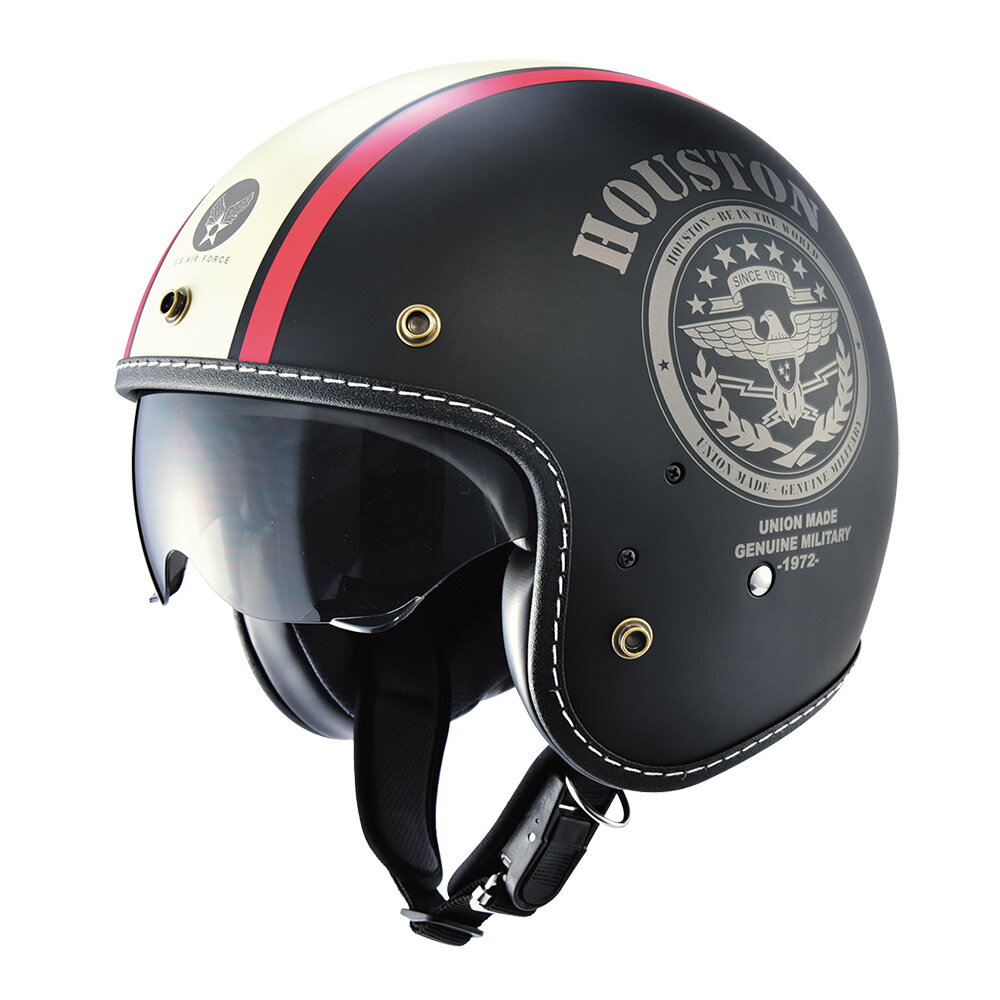 ■ブランド：HOUSTON ■カラー：BLACK/IVORY/RED ■サイズ：フリー（59cm） ■備考：SG規格適合品 　　　　内装脱着可能 SG規格適合パイロットタイプヘルメット。 内装がフルに脱着できるためメンテナンスも簡単。 ヘル...