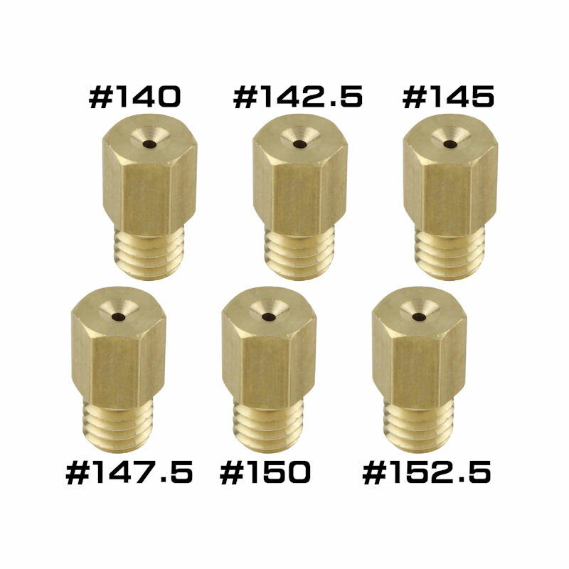 800002-MA-10 メインジェット ミクニ 六角大 適合車種： VM26 VM20 TV26 FLAT24 【セット内容】#140#142.5#145#147.5#150#152.5　各1コ入り（6pcs） 【タイプ】（6x11.5　...