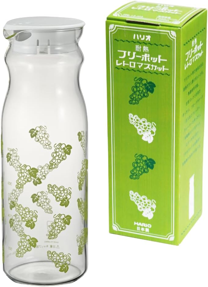 ブランド HARIO 材質 ガラス, ポリプロピレン (PP) 色 マスカット 容量 1200 ミリリットル 特徴 耐熱性, 食洗器OK レトロなマスカット柄の冷水筒です。 お茶パックでお茶を作ったり、フルーツやハーブを入れてフレーバーウォ...