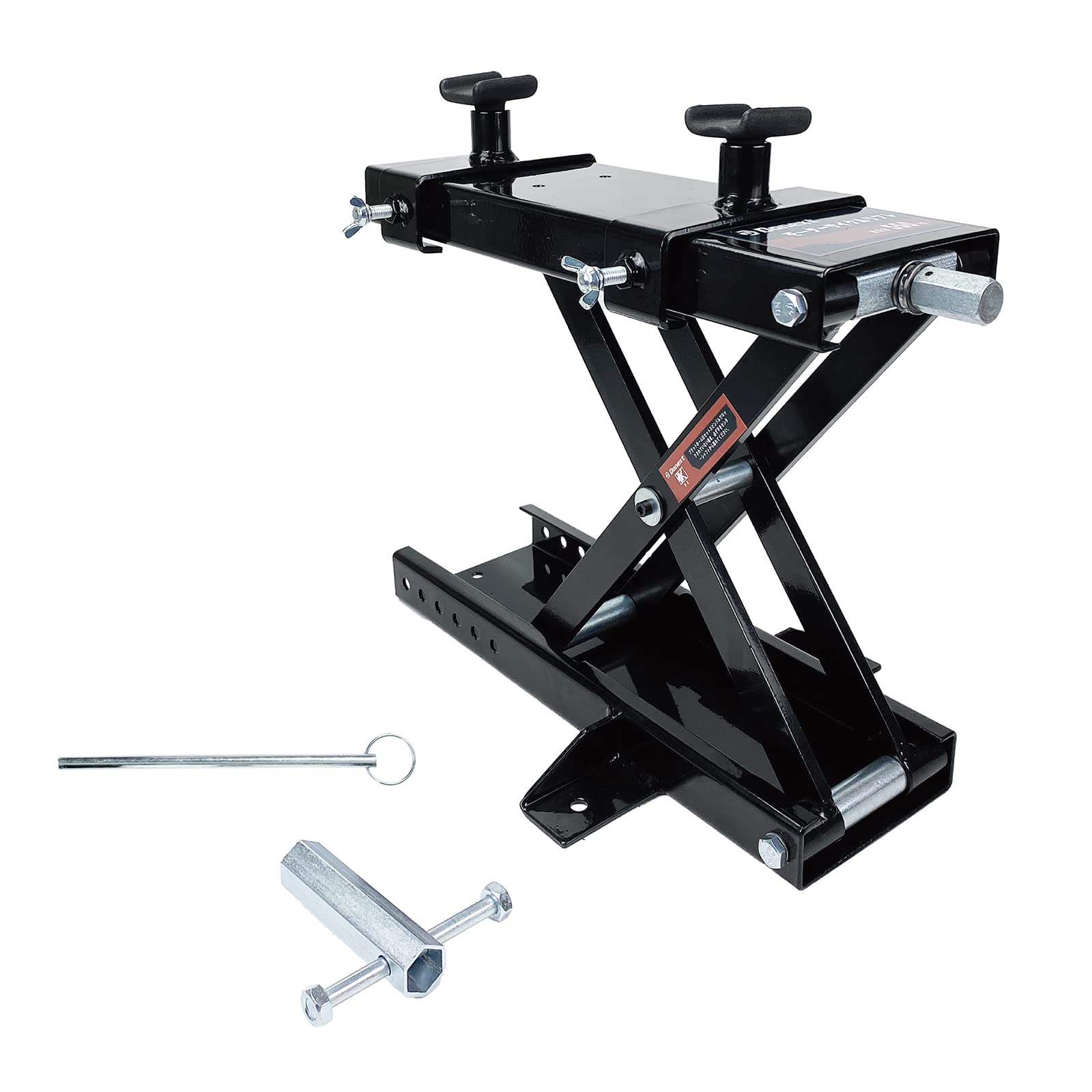 ・【セット内容】本体*1；ハンドル*1；安全ストッパー*1アタッチメントアダプター*2；アタッチメントベース*2・【有効使用高】最大リフト能力は約505mm、アタッチメントを取り外しても95mmがあり、幅広い範囲で使用可能です。オートバイの...