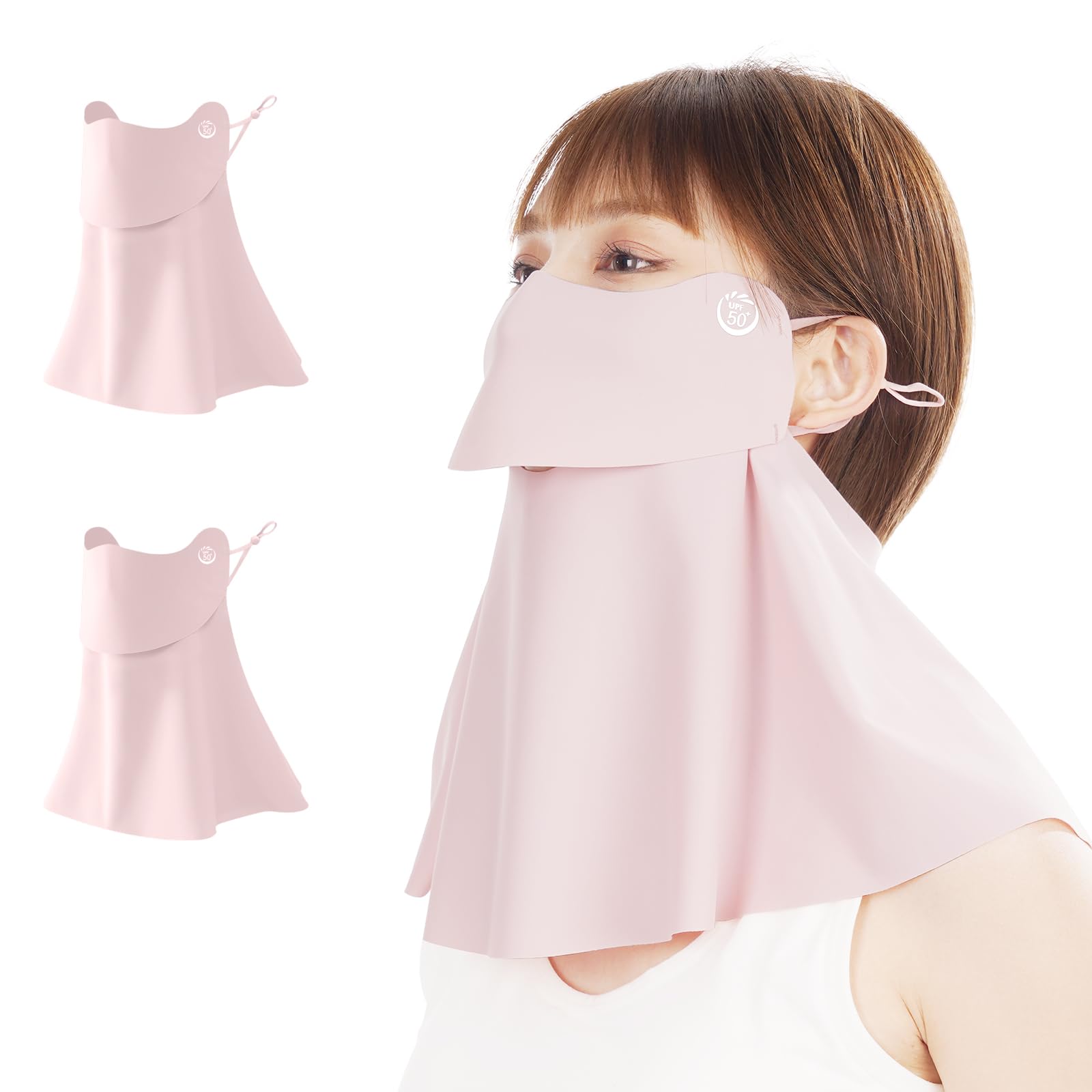 ・【2部式口開デザイン・水分補給もラクラク】もうマスクを外す必要なし！MIZIKIRINの2部式日除けマスクなら、口元が開くデザインで、飲み物や軽食がそのまま楽しめます。通勤中や買い物中でも、水分補給がスムーズに行えます。さらに、移動中でも...