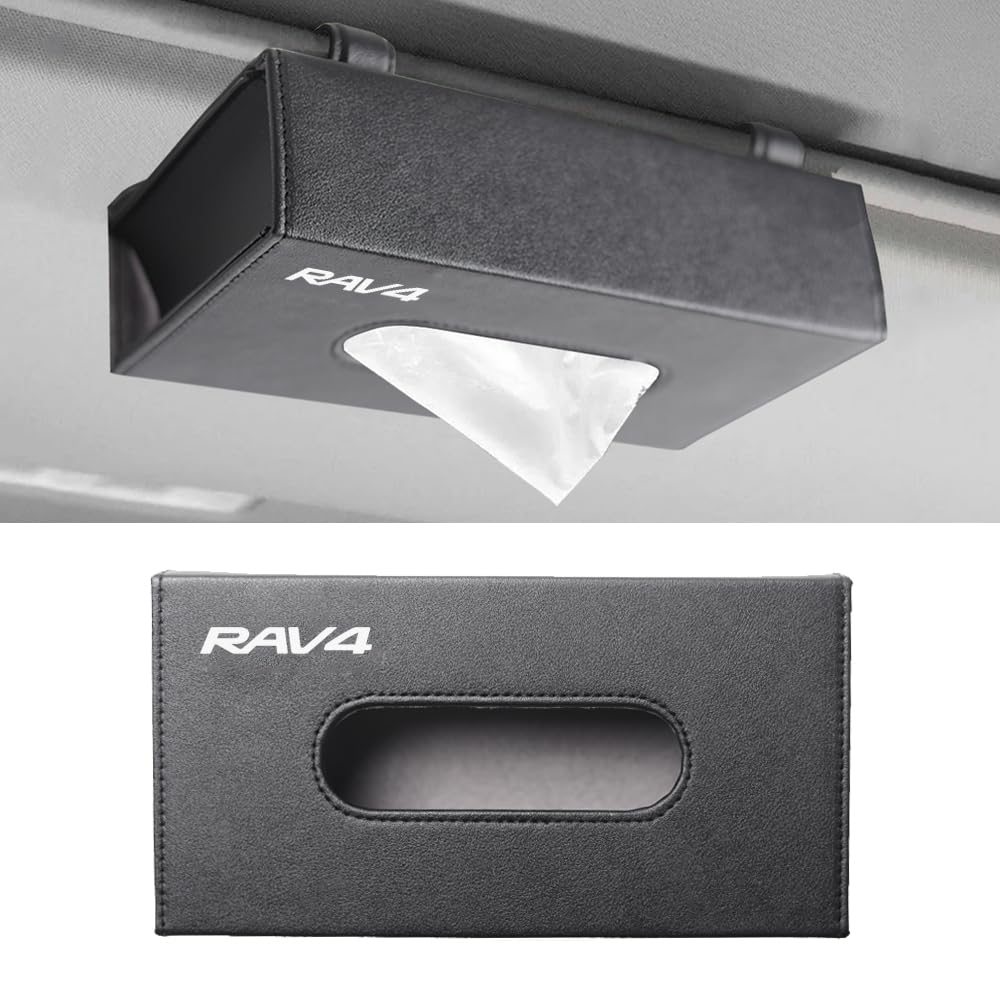 ・【対応車種】RAV4。綺麗な刺繍ロゴが見えます。・【素材良い】高品質PUレザーを使用し、滑らな手触り、内面も柔らかく触ります。・【使いやすい】ティッシュが必要なときは、運転に影響を与えることなく片手で取り出すことができます。・【取り付け簡...