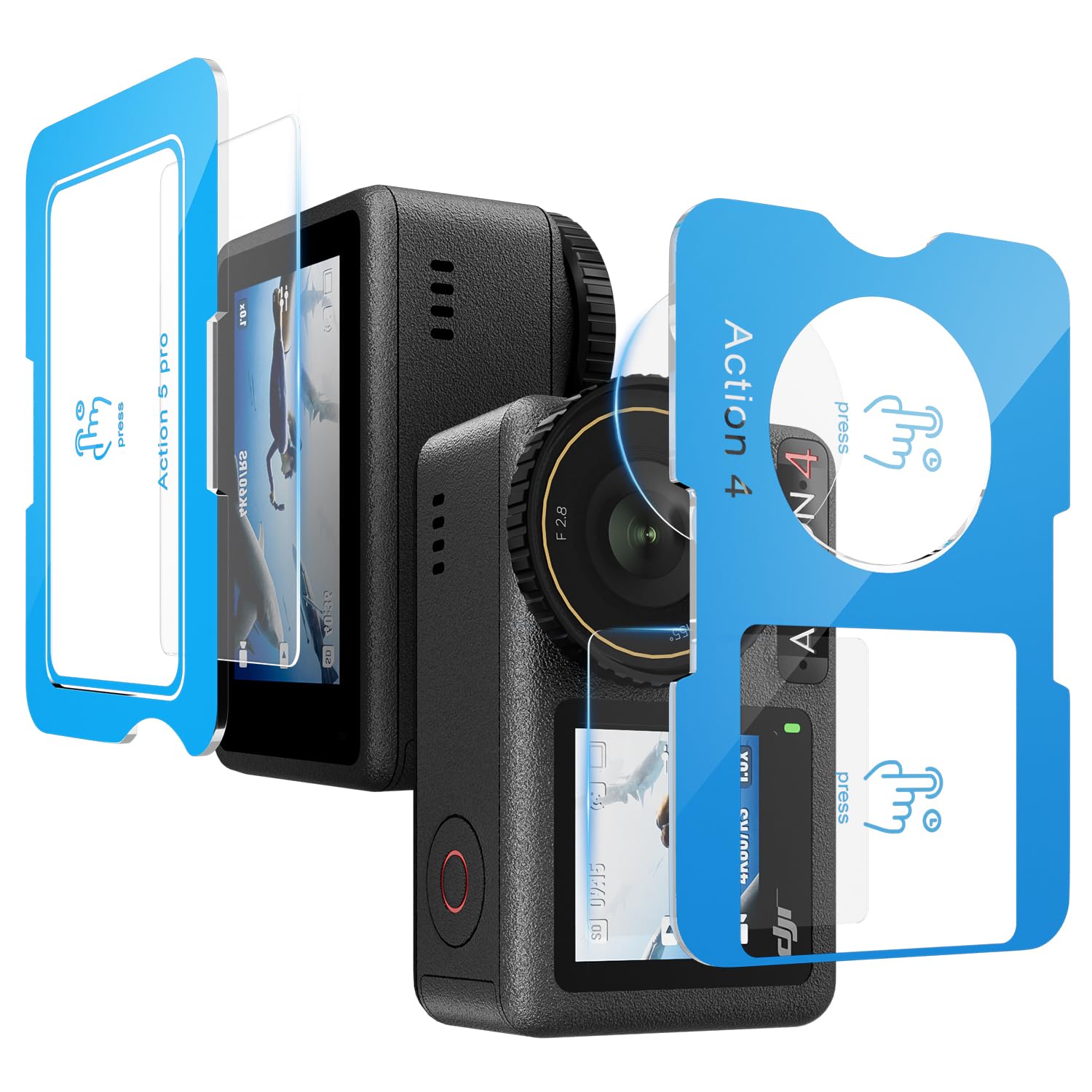 ・【対応機種】DJI OSMO Action 4専用ガラスフィルム。素材：9H強化ガラス。日本旭硝子製・傷がつきにくい。パッケージ内容：画面保護フィルム×2枚、レンズ保護フィルム×1枚、日本語説明書。安心してご利用いただくために、万が一うま...