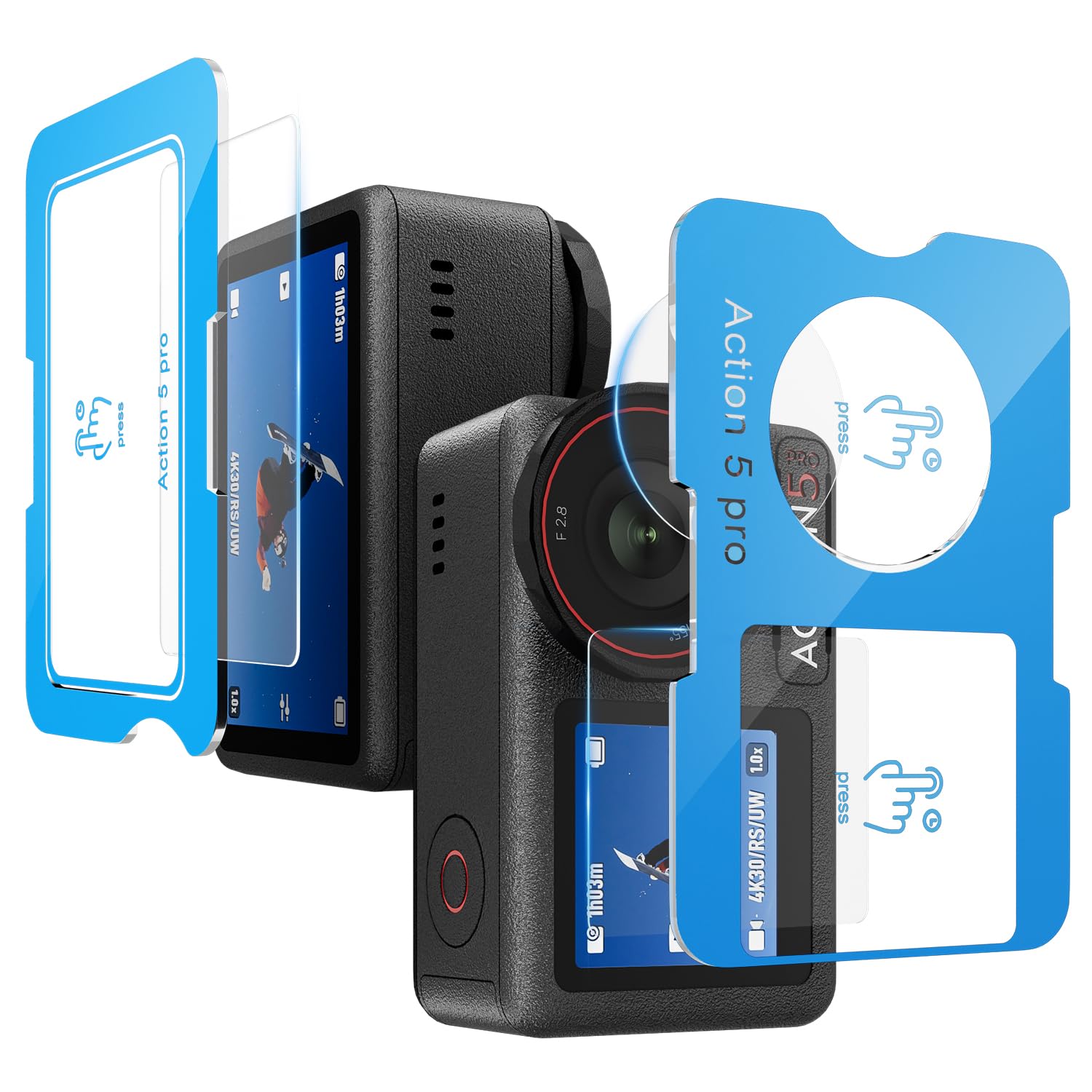 ・【対応機種】DJI OSMO Action 5 Pro専用ガラスフィルム。素材：9H強化ガラス。日本旭硝子製・傷がつきにくい。パッケージ内容：画面保護フィルム×2枚、レンズ保護フィルム×1枚、日本語説明書。安心してご利用いただくために、万...