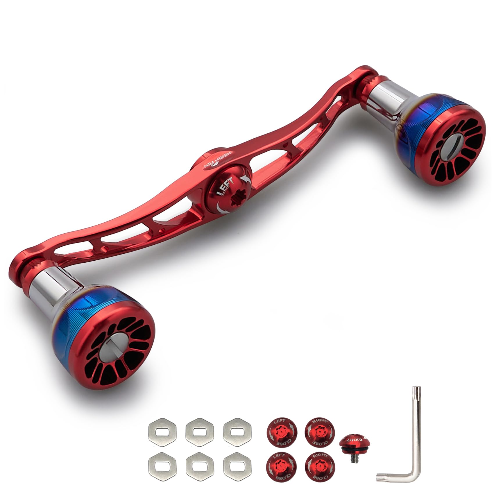 ・【特徴】新型V2.0ノブ、全体面取り円滑化改良、軽量8.5g、握る感アップ。新型105mm/115mmハンドル強度高くて軽い。・【サイズ】ノブ直径24.5mm、ハンドル軸心距離105mm/115mm 【総重】36.5g/38.5g【素材】...