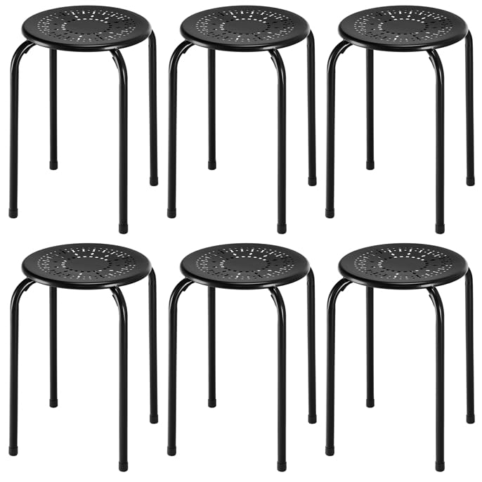 ・●梱包内容：丸椅子 6脚セット/●本体サイズ：座面直径 30cm、高さ 44 cm/●素材：PP（ポリプロピレン）、スチール/●耐荷重：最大110kg・・【通気性が良く、長時間でも快適】座面には通気穴が設けられており、長時間座っても快適さ...