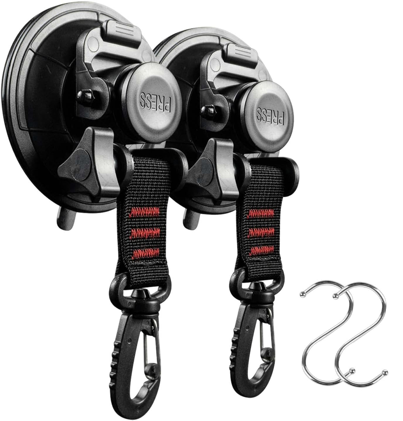 ・・【2個入り、強力真空吸盤フックセット】セット内容：吸盤フック2個。360度回転しロック式の自由度の高いフックです。吸盤素材：PVC+ABS・サイズ：直径9cm*厚さ4cm・耐荷重：静止状態で30kg・【接着剤不使用で簡単脱着・跡残りなし...